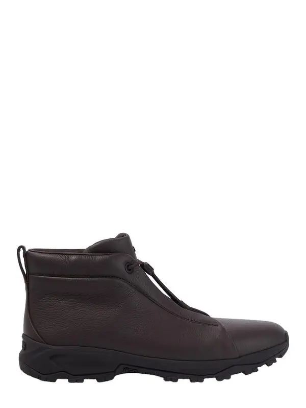 Zegna Triple Stitch Vetta Leather Sneakers - Brown