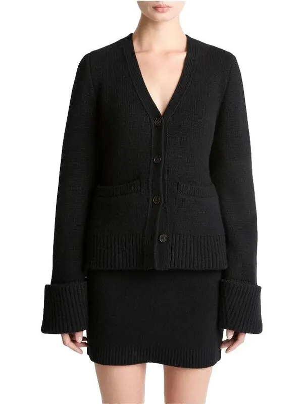 Vince Double-face Wool & Cashmere-blend Cardigan - Black