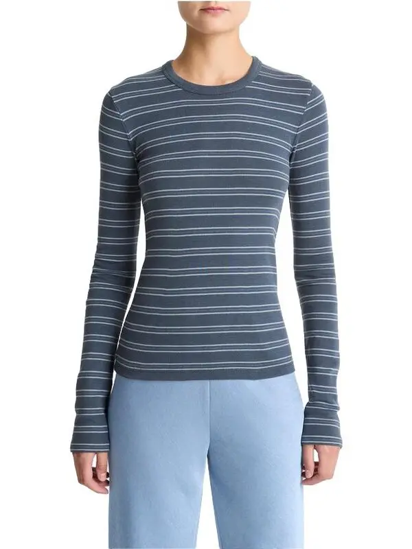 Vince Pima Cotton-blend Long-sleeve T-shirt - Stripe