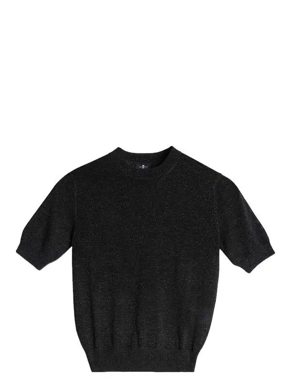 7 For All Mankind Short Sleeve Lurex Sweater - Black