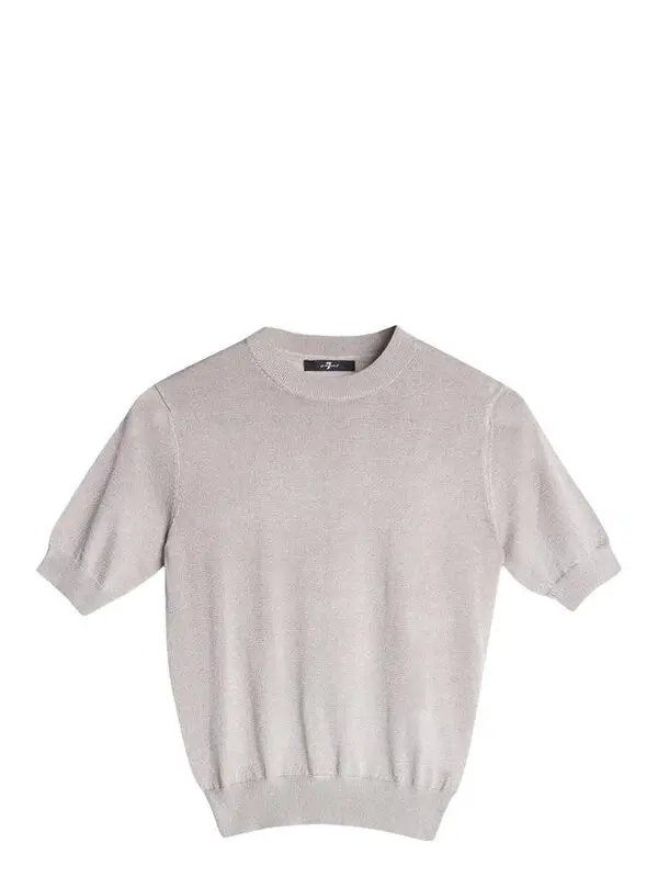 7 For All Mankind Short Sleeve Lurex Sweater - Silver