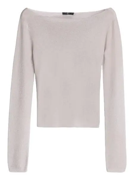 7 For All Mankind Lurex Boatneck Sweater - Silver
