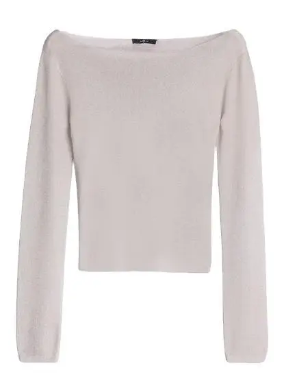 7 For All Mankind Lurex Boatneck Sweater - Silver