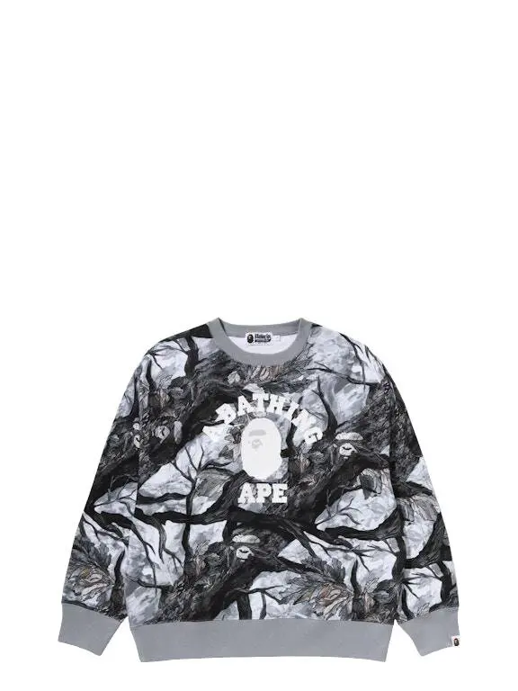 BAPE Tree Edge Camo College Relaxed Fit Ii Crewneck Sweatshirt - White