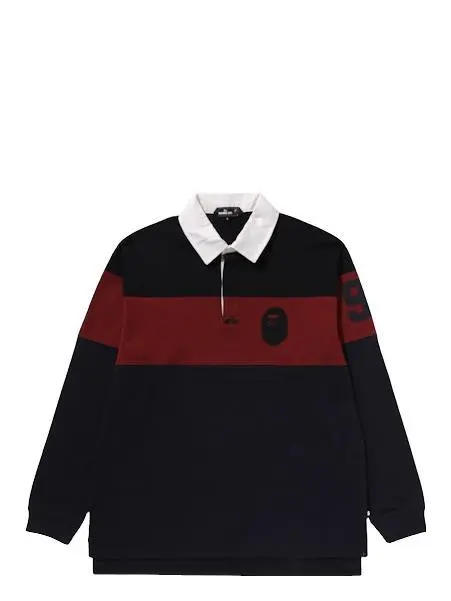 A BATHING APE Longsleeve Ii Rugby Polo Shirt - Navy Blue