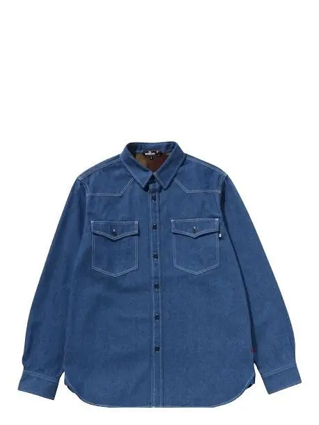 A BATHING APE Denim Chambray Shirt - Light Indigo