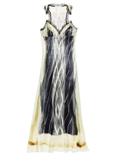 H&m X Glenn Martens Printed Satin Dress - Black/pattern