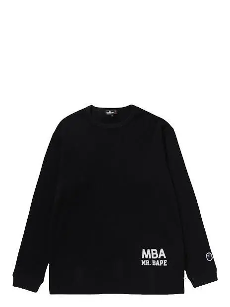 A BATHING APE Waffle Basic Long Sleeve Tee Shirt - Black