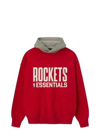 Fear Of God Essentials Rockets Sport Hoodie - Red/concrete Heather