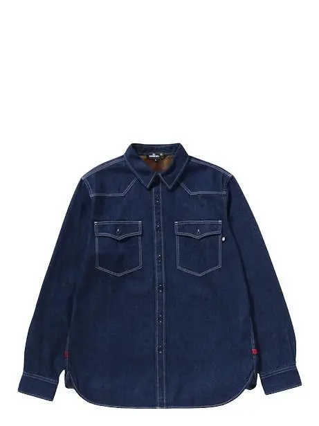 A BATHING APE Denim Chambray Shirt - Indigo