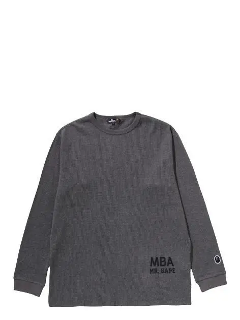 A BATHING APE Waffle Basic Long Sleeve Tee Shirt - Gray