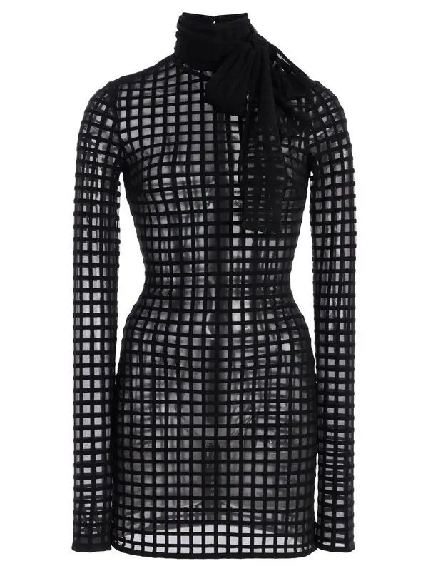 LAQUAN SMITH Cross Grain Mesh Mini Dress - Black