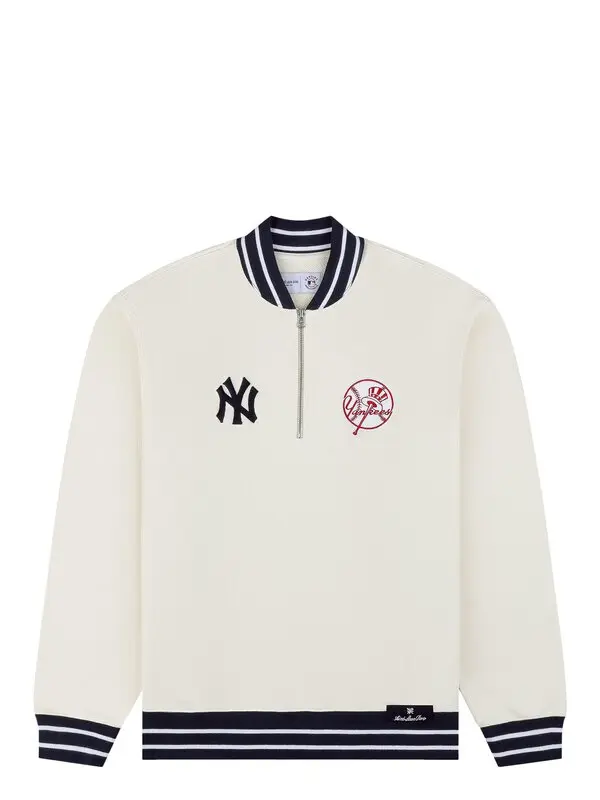 Aimé Leon Dore X New York Yankees Quarter Zip Pullover - Cream
