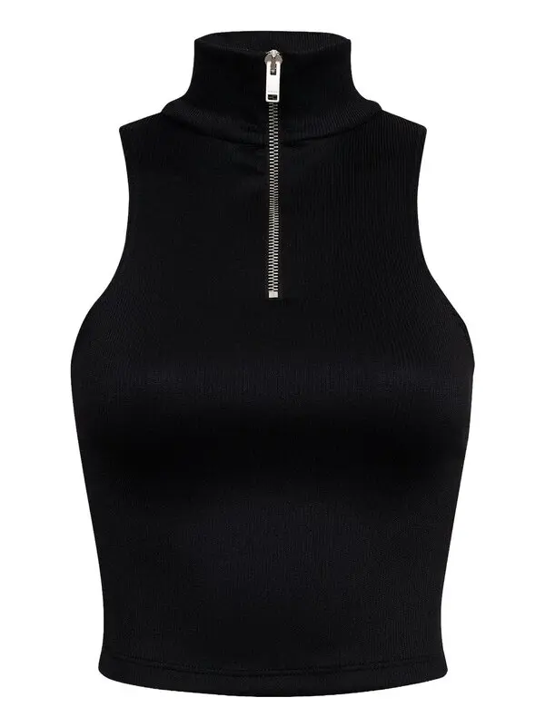 Rhude Ribbed Knit Mock Neck Top - Black