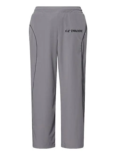GODMADE Text-print Piping Cotton Tracksuit Bottoms - Grey