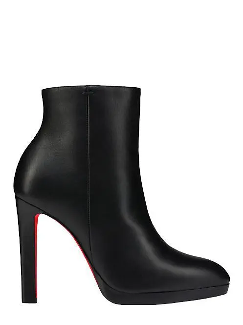 CHRISTIAN LOUBOUTIN Fannylove Booty 120 Calf-leather Heeled Boots - Black/black