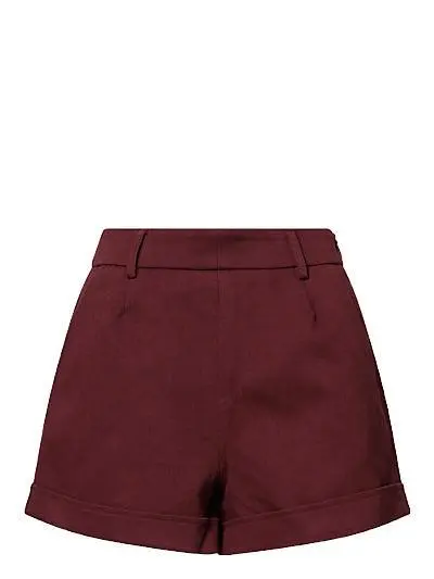 L.A-SPACE High-rise Tailored Cotton-blend Shorts - Burgandy