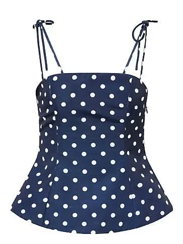 L.A-SPACE Polka Dot Woven Top - Navy