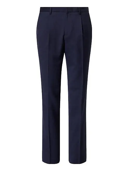 Sunspel Pleated Straight-leg Wool Trousers - Navy