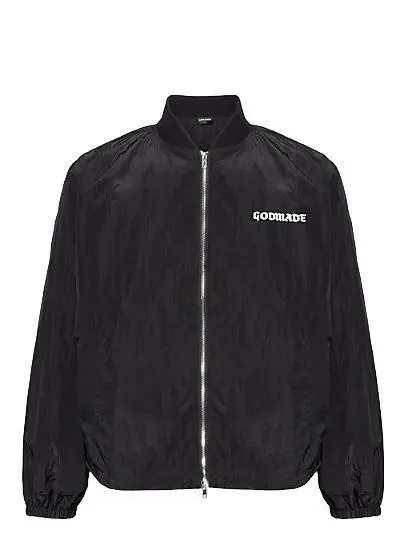 GODMADE Logo-embroidered Long-sleeve Shell Bomber Jacket - Black