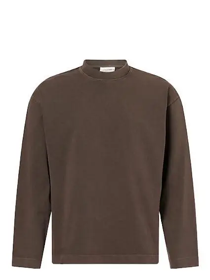 THE COUTURE CLUB Washed Long-sleeves Cotton-jersey T-shirt - Brown