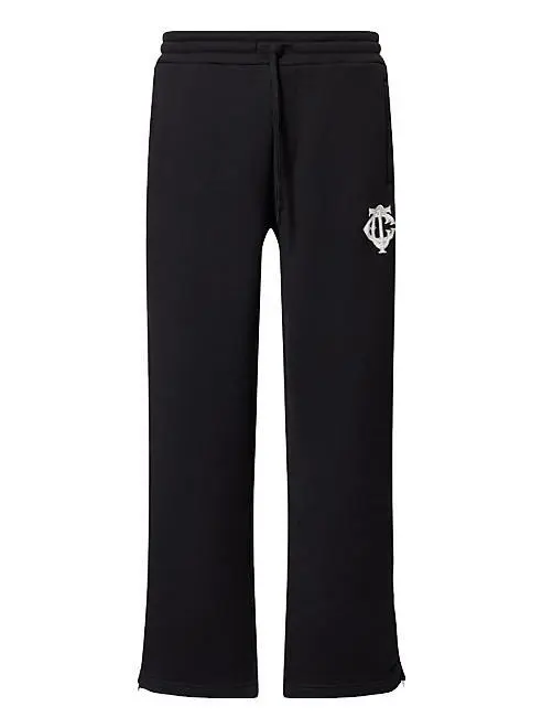 THE COUTURE CLUB Monogram Emblem Straight-leg Cotton-blend Jogging Bottoms - Black