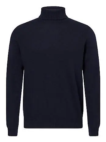 OSCAR JACOBSON Roll-neck Wool Blend Jumper - Navy