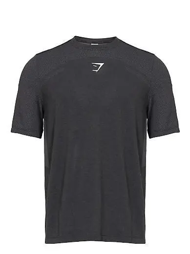 GYMSHARK Lightweight Seamless Short-sleeves Woven T-shirt - Black/silhouette Grey