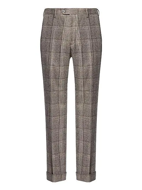 OSCAR JACOBSON Dandy Turn-up Wool Trousers - Almond Beige