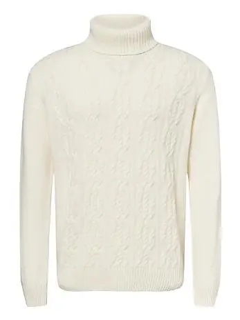 OSCAR JACOBSON Cable-knitted Wool-blend Jumper - White Shell