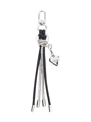 Maje Crystal-embellished Leather And Metal Bag Charm - Silvery
