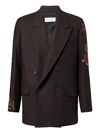 Dries Van Noten Bishop Embroidered Wool Jacket - Dark Brown