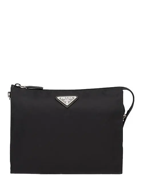 Prada Re-nylon And Saffiano Leather Pouch - Black