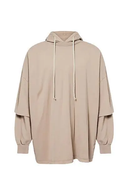 Rick Owens Tommy Hustler Hooded Cotton-jersey Hoody - Dirty Pearl