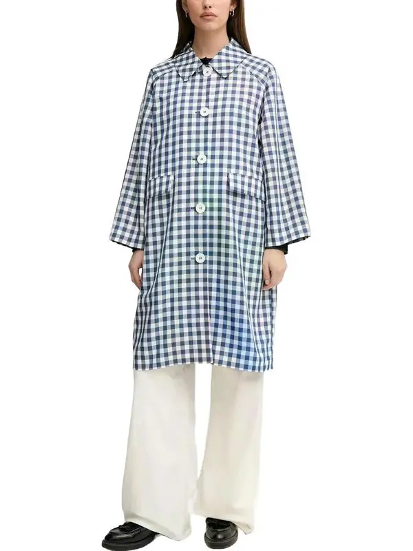BENETTON Gingham-check Coat - Blue