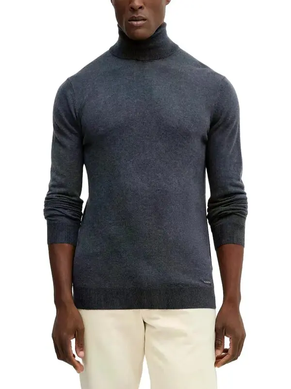 Guess Roll-neck Logo Sweater - Grey