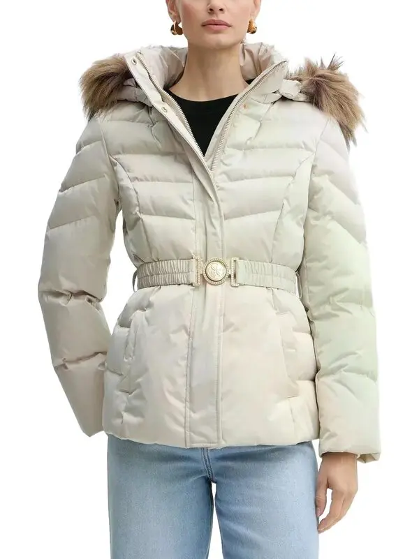 Guess Fur-trim Belted Jacket - Neutrals