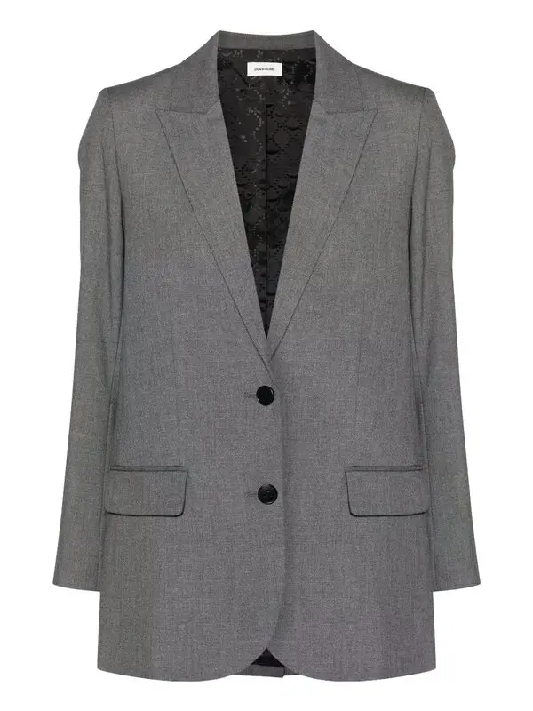 Zadig&Voltaire Rhinestone-slogan Blazer - Grey
