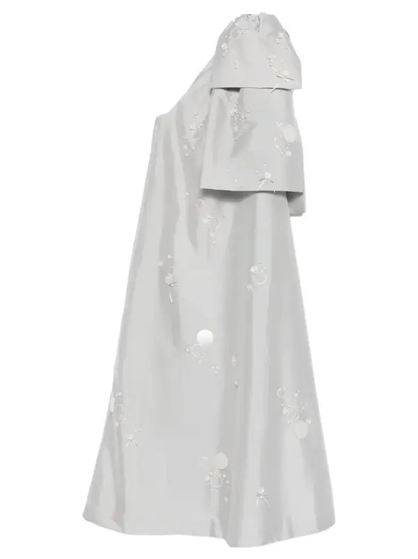 Bernadette Embroidered One-shoulder Gown - Grey