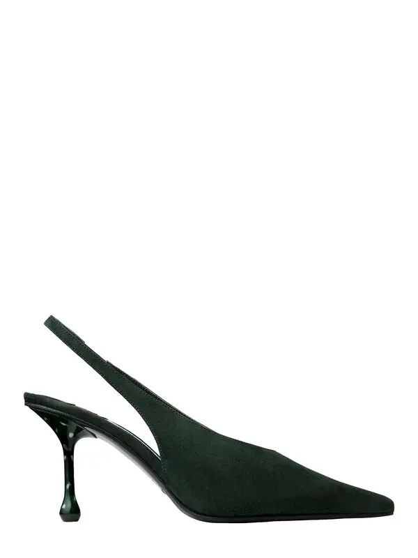 JIMMY CHOO Isa 80 Suede Slingbacks - British Green