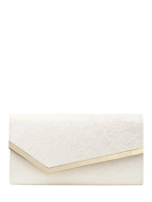 JIMMY CHOO Emmie Lace Clutch - Ivory/light Gold