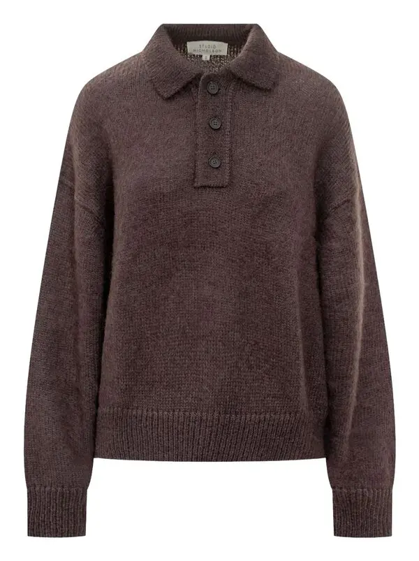Studio Nicholson Dune Long-sleeved Polo Shirt - Brown