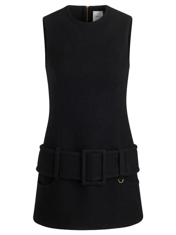 Patou Waist Belted Mini Dress - Black