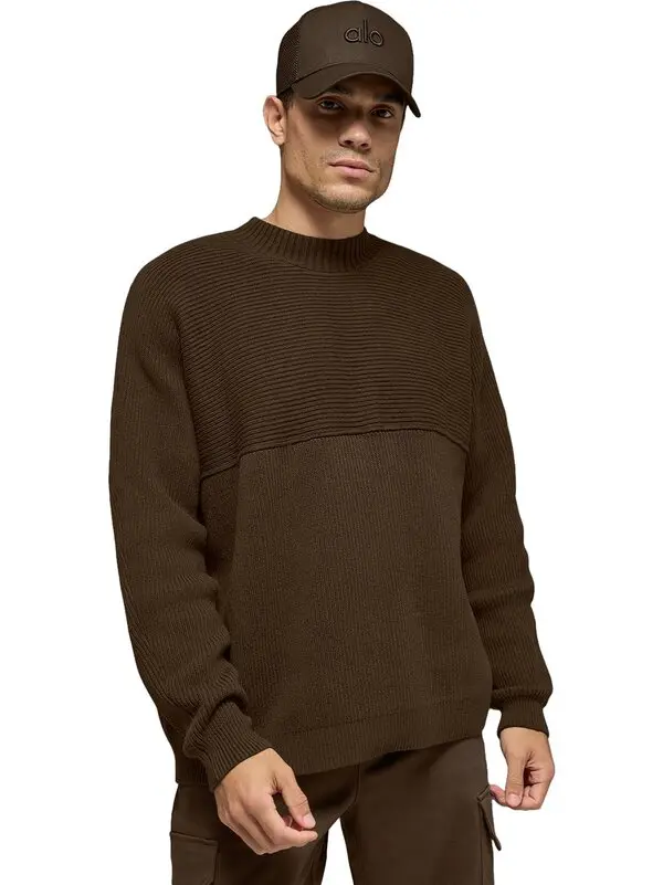 Alo Yoga Domain Shift Rib Knit Crewneck Top - Espresso