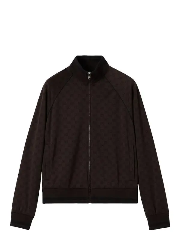 Gucci Gg Jersey Jacquard Zip Jacket - Brown