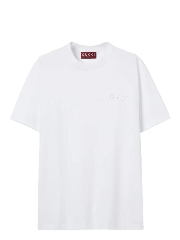 Gucci Cotton Jersey T-shirt With Horsebit Embroidery - White