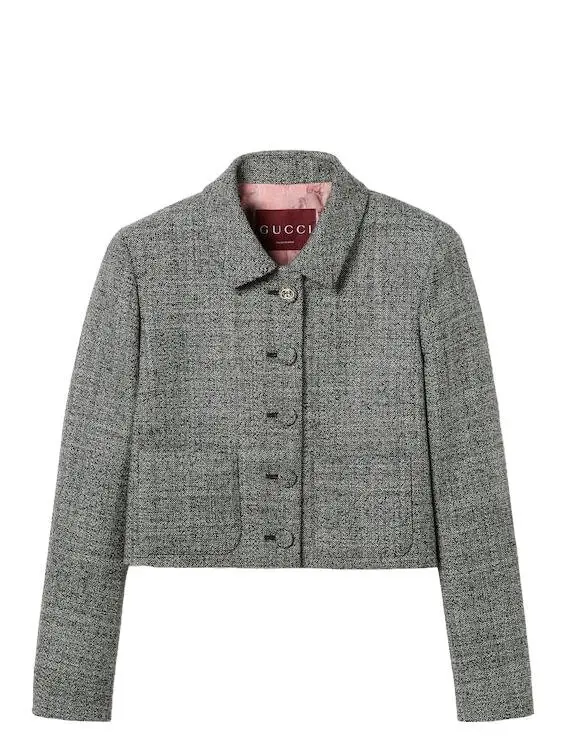 Gucci Wool Grisaille Tailored Jacket - Black