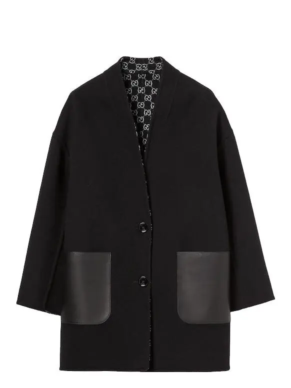 Gucci Reversible Silk Wool Coat - Black
