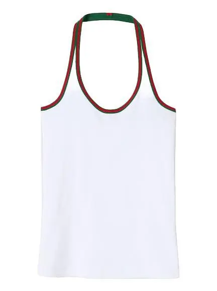 Gucci Heavy Cotton Rib Tank Top With Embroidery - White