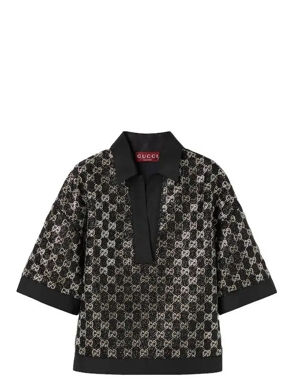 Gucci Wool Tweed Lamé Top - Black